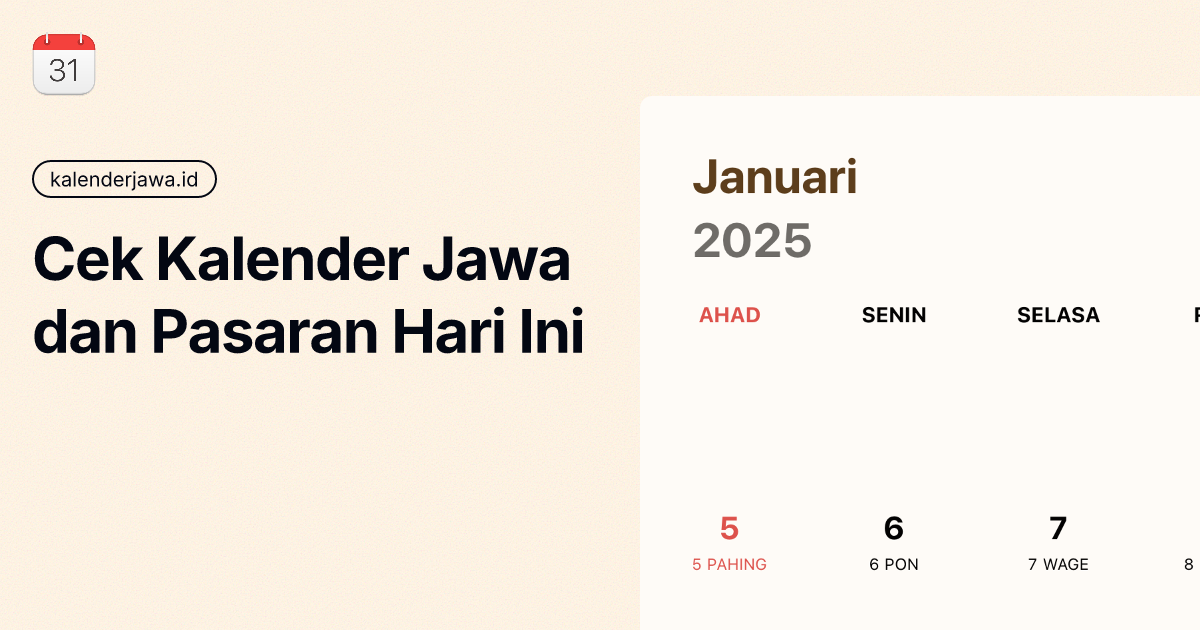 Cek Weton Jawa - Hitung Tanggal, Sifat, dan Kecocokan Jodoh